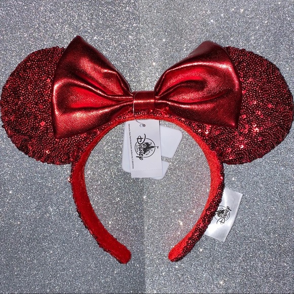 Disney | Accessories | New Disney Parks Red Minnie Mouse Ears Headband ...